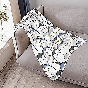 Cute Penguin Greeting Flannel Fleece Blanket Super Soft Cozy Plush Blankets Lightweight Microfiber Throw Blanket for Couch Sofa Bed