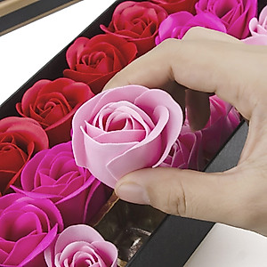 Bath Soap Rose Flower - Rose Petals for Bath, Floral Scented Rose Soap Petals Body Soap in Gift Box for Valentine's Day Anniversary Birthday Mothers Day, Gifts for Her (18 Pcs/Box Gradient Pink)