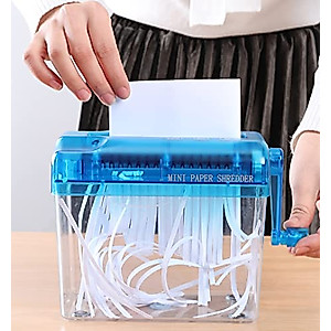 Portable Hand Shredder A6 Paper Shredder AJDOLL Manual Paper Shredder Mini Paper Cutting Machine with 1.5L Basket Office School Home Desktop Stationery for Paper Bills Receipts
