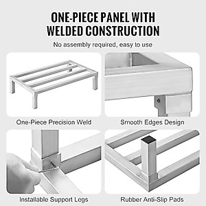 VEVOR Aluminum Dunnage Rack, 36” x 20” Commercial Food Floor Rack, 8” Off The Floor, 1800 lbs Capacity All-Welded Aluminum Storage Rack, for Storage in Restaurants, Kitchens, Garages and Vehicles