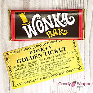 Regular Size Candy Wrapper and Golden Tickets - Pack of 2 (Candy Not Included)