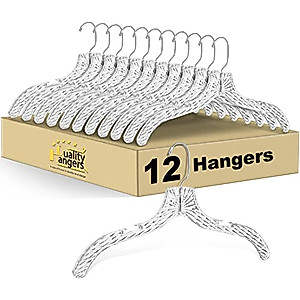 Quality Hangers Clear Hangers 12 Pack - Crystal Cut Hangers for Clothes - Durable Plastic Hanger Set - Invisible Dress Hangers for Suits - Heavy Duty Hangers - Nonslip Coat and Shirt Hangers