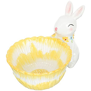 Didiseaon Easter Bunny Candy Bowl Ceramic Rabbit Bowl Snack Appetizer Nut Dish Candy Container Bunny Statue Figurine