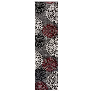 Contemporary Modern Floral Indoor Soft Runner Area Rug 2' x 7'2" Red