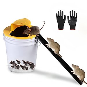 Second Generation, Flip n Slide Bucket Lid Mouse Trap - Indoor Outdoor, 5 Gallon Bucket Compatible, Multi Catch, Auto Reset, Slide Bucket Lid Mouse Rat with Ramp
