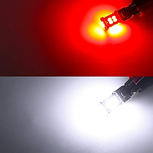 KISLED 12-24V Extremely Bright 194 912 921 168 175 2825 W5W T10 T15 LED Bulbs Fit for Chevrolet Dodge Ford GMC Honda Nissan Toyota Truck 3rd Brake Lamp Cargo Lights, White/Red