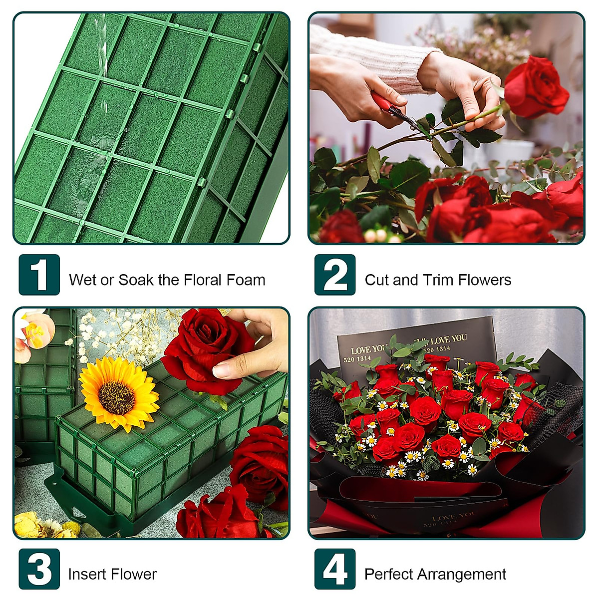 Floral Foam Cage, 3 Pack Floral Foam Blocks for Fresh Flower, Flower Holder with Floral Foam, Cage Bowl Flower Foam for Artificial Flower Arrangement, and Wedding Holiday Decorations