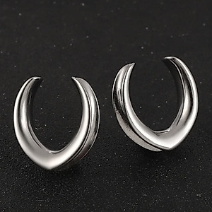 Casvort 2 PCS 30mm Hypoallergenic 316 Stainless Steel Silver Hot Minimalism Saddle Plugs Ear Gauges Tunnels Piercing Expander Stretchers Fashion Body Jewelry