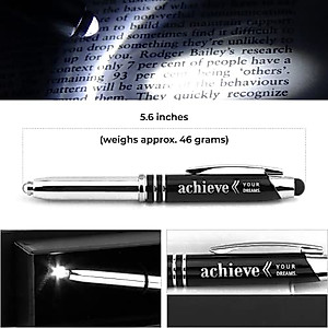 Inkstone Achieve Your Dreams Engraved Gift Pen with LED Light and Stylus Tip Inspirational Achievement Encouragement Business Gift