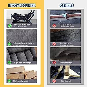 INZOY Massage Swivel Rocker Recliner with Heat and Vibration, Manual Rocking Recliner Chair with Vibrating Massage, Comfy Padded Overstuffed Soft Fabric Heated Recliner, Light Grey