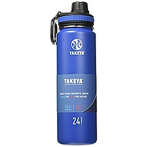 Takeya Actives Insulated Stainless Steel Water Bottle with Spout Lid, 24 Ounce, Bluestone & Originals Vacuum Insulated Stainless Steel Water Bottle, 24 Ounce, Navy