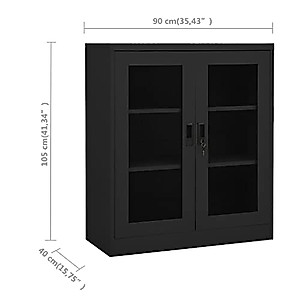 HOMIUSE 41" Office Cabinet Closet Storage Shelves Storage Cabinet Locker Shelf Pantry Shelves Kitchen Storage Metal File Cabinets Locking Cabinet Anthracite Steel Adjustable Shelves with Doors