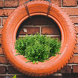 Little Chain 8PCS Artificial Fake Outdoor Plants Flowers UV Resistant Faux Flowers Indoor Outside for Decoration, Hanging Planter Wedding Garden Patio Office Home Decor, Green, Red