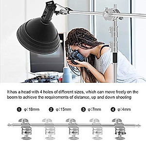 Photo Studio Stainless Steel Heavy Duty C Stand with Boom Arm - Max Height 11ft/331cm Photography Light Stand with 4ft/128cm Holding Arm, 2 Grip Head for Studio Monolight, Softbox, Reflector