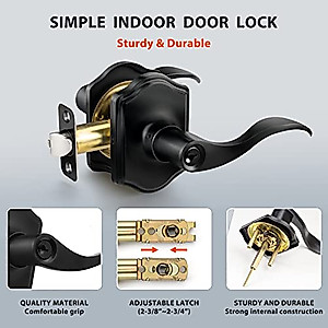 Haidms Door Handles Oil Rubbed Bronze, Door Lever with Lock, Bronze Door Handle Lock and Keys, Keyed Entry Door Lever, Oil Rubbed Bronze Door Lock Lever with Key(1 Pack, Oil Rubbed Bronze)