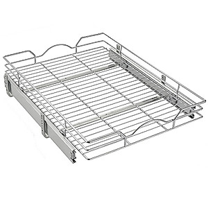 OCG Pull Out Cabinet Organizer (14" W x 21" D), Pull out Drawers for Kitchen Cabinets, Pull Out Shelves for Base Cabinet Organization in Kitchen Bathroom Pantry, Chrome Finish