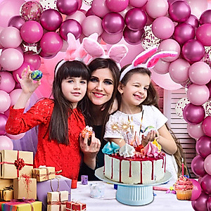 OuMuaMua Pink Balloons Hot Pink Balloons Set, 62Pcs Metallic Pink Balloons Magenta Balloons Baby Light Pink Balloons for Women Girls Baby Shower Birthday Princess Party Decorations, 12 Inch