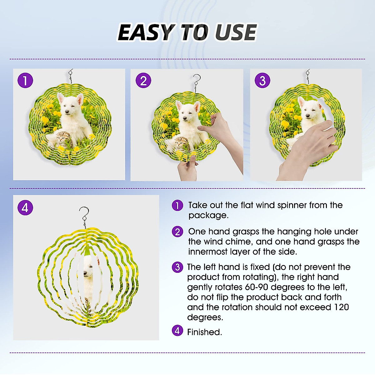 5 Pack Sublimation Wind Spinner Blanks 8 Inch Wind Spinners Sublimation Blanks 3D Aluminum Metal Wind Spinners for Yard and Garden Indoor Outdoor Window Porch Front Door Decoration Round