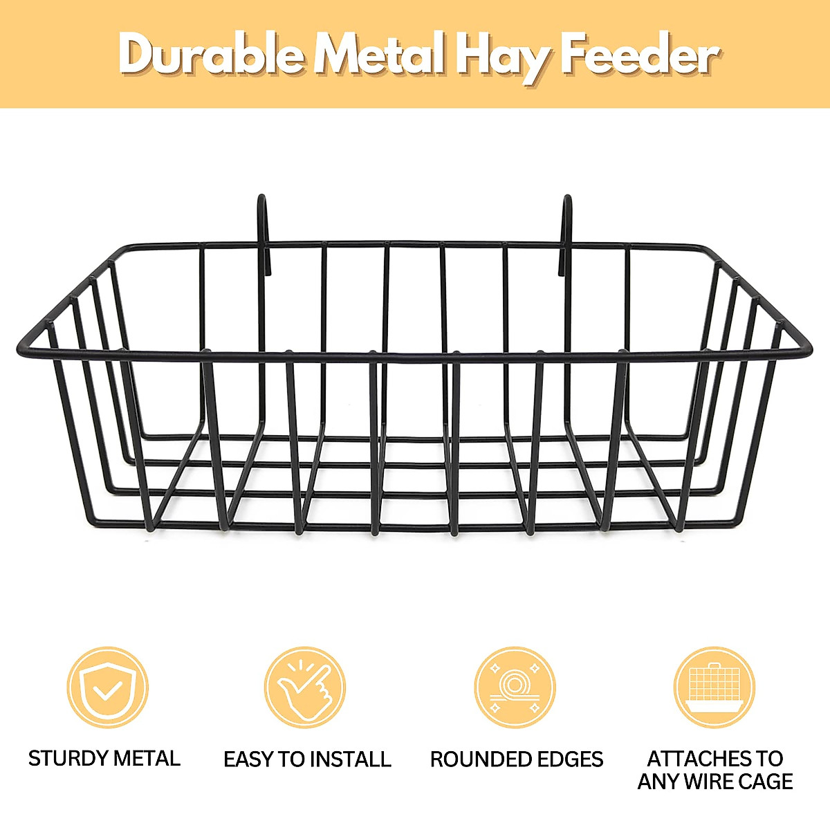 TiereCare Rabbit Hay Feeder - 2Pcs Metal Rack Hay Holder for Guinea Pig Small Animals Grass Rack for Bunny Chinchilla Cage Reduce Mess 9x4x3 Inch