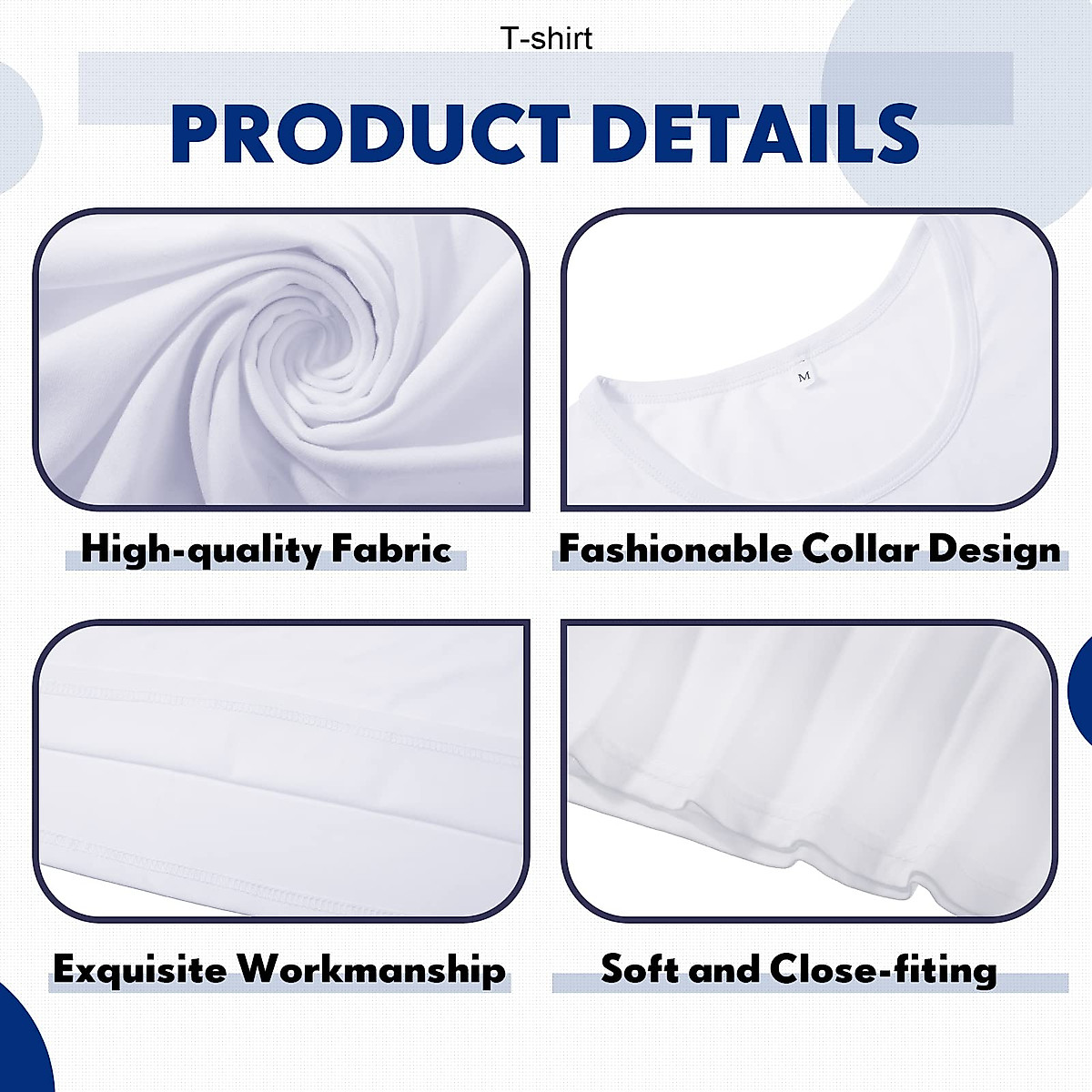 Handepo 6 Pcs Sublimation Men's Blank White T-Shirts, Polyester Crew Neck Short Sleeve for Printing (M Size)