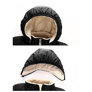 Happy Cherry Toddler Snowsuit Soft Thick Long Sleeve Jacket with a Removable Hooded Zipper Clothing Black Large