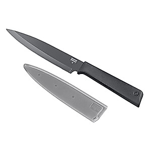 KUHN RIKON Colori+ Non-Stick Utility Knife with Safety Sheath, 23 cm, Grey