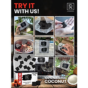Hookah Coals Coconut Hookah Charcoal – 200 Count & 3 KG (6.6 lbs) – Value Pack Premium Quality 25mm (1x1x1 in) – 100% Natural Coconut Coals for Hookah Cubes – NOT Quick Light Charcoal Coco
