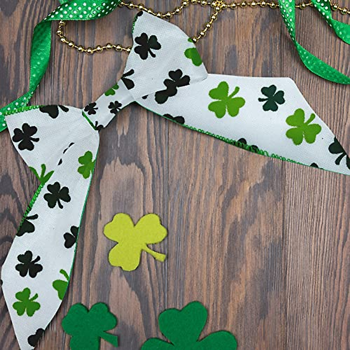 Hying St. Patrick's Day Ribbons for Gifts Wrapping, White Burlap Wired Edge Ribbons Irish Shamrock Craft Ribbon Ornaments for Wreath Bows Saint Patrick's Day Decoration Supplies, 2.5"×10 Yards