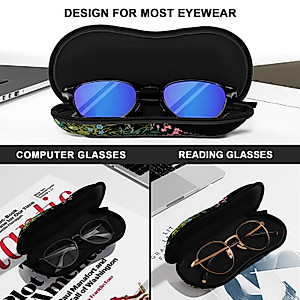 NPOOYI Sunglasses Soft Case, Ultra Light Portable Neoprene Zipper Glasses Case, Eyeglass Case with Carabiner for Men Women, Wild Flower