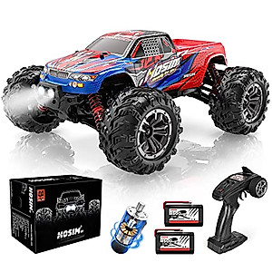 Hosim RC 4x4 Off Road Cars with 2 Batteries 1:16 All Terrain RC Monster Truck 40+ km/h Fast Buggy Remote Control Car for Adults and Children (Red)