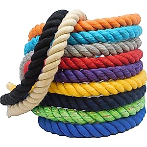 Ravenox Natural Twisted Cotton Rope | (Black)(1/2 Inch x 10 Feet) | Made in The USA | Strong Triple-Strand Rope for Sports, Décor, Pet Toys, Crafts, Macramé & Indoor Outdoor Use