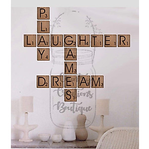 Scrabble 4 x 4 Tiles, Wooden Wall Ready to Hang Tiles, Wall Decor, Farmhouse Style, Scrabble Pieces, Personalized Sign, Wooden Letters