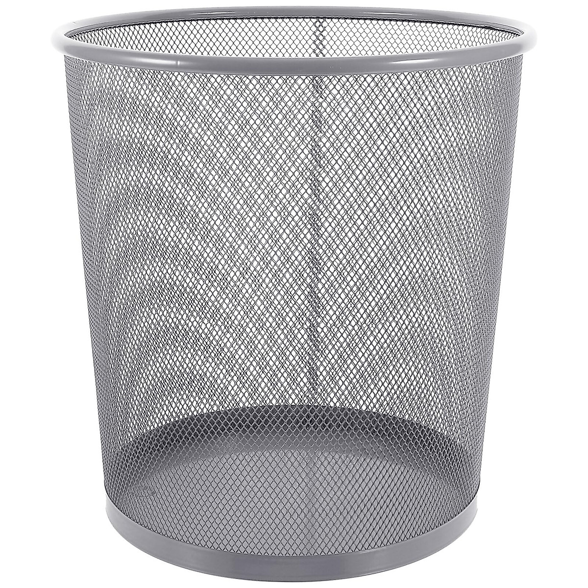 MAGICLULU Trashcan Circular Mesh Waste Paper Bin Round Trash Can Open Top Wastebasket Recycling Bins Garbage Can Waste Basket for Home Office Workspace Silver Metal Mesh Wastebasket
