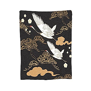Black and Gold Fleece Blanket Throw Blanket, Ultra-Soft Cozy Micro Fleece Blanket for Sofa, Couch, Bed, Camping, Travel, & Car Use-All Seasons Suitable50 X40