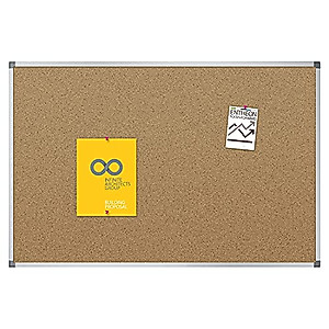 Quartet Basic Cork Bulletin Board, 48" x 36", Aluminum Frame with Silver Finish