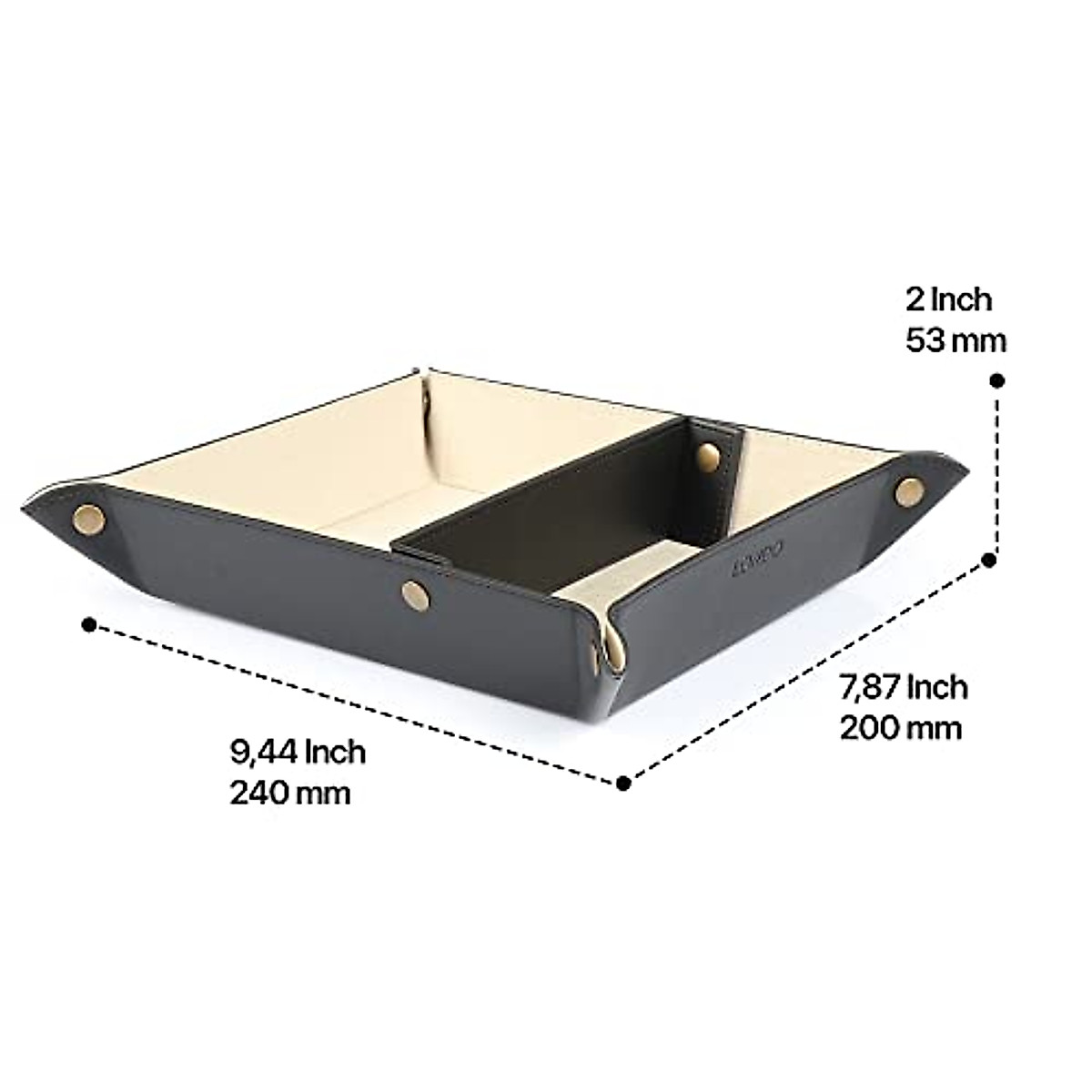 Londo Leather Tray Organizer - Practical Storage Box for Wallets, Watches, Keys, Coins, Cell Phones and Office Equipment