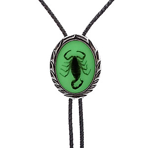 HUABOLA CALYN Bolo tie for Men- Unique Luminous Stone Native American White 3D Scorpion Animal Bolo ties Handmade