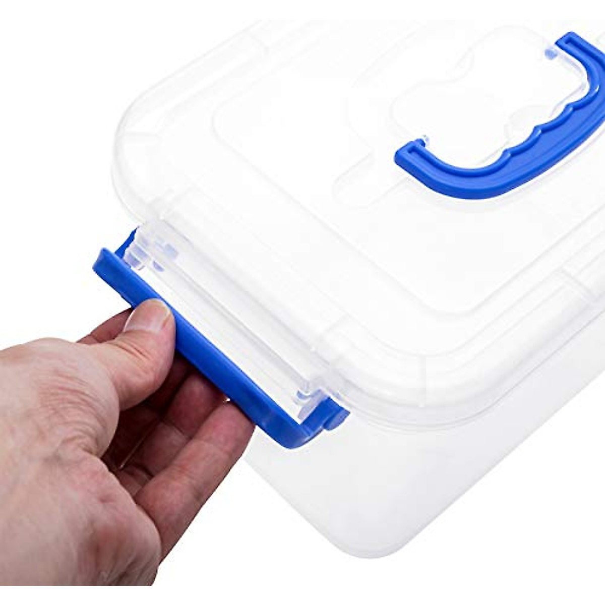 4-Liter Clear Storage Latch Box with Lids, 5 Pack Plastic Latch Bin for Home, Classroom, Garage