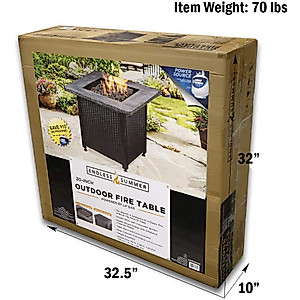 Endless Summer Propane Fire Pit Table 30 Inch Outdoor Gas Fire Pit, 50,000 BTU with Rock-Like Top, Cover, Lid, and Lava Rocks, Add Warmth and Ambiance to Your Backyard, Patio, Deck