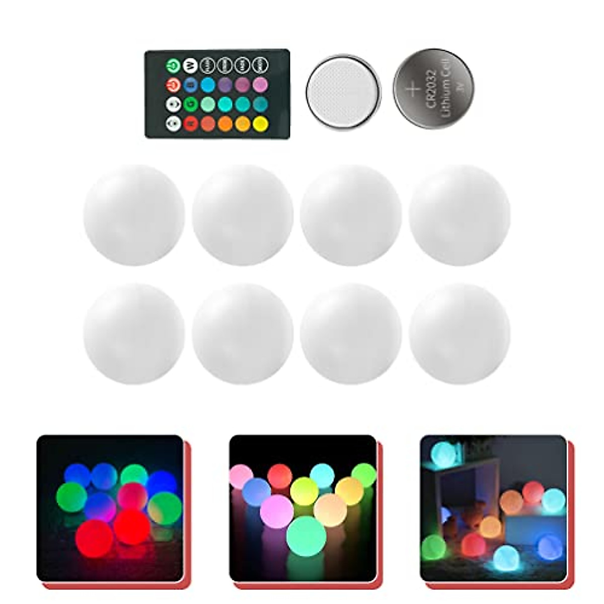 Angoily Pool Decor 8Pcs Floating Pool Lights LED Pool Ball Lights Light Up Pool Balls Float or in Pool Garden Patio Party Outdoor Garden Decoration