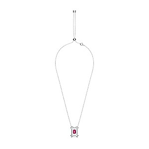 SWAROVSKI Chroma Pendant Necklace, Layered Pink and Clear Octagon-Cut Crystals with a Rhodium Finish Chain, Part of The Chroma Collection