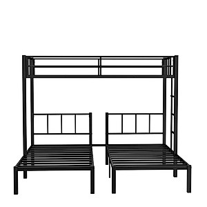 Harper & Bright Designs Metal Triple Bunk Beds for 3, Bunk Bed Twin Over Twin & Twin Size, 3 Bed Bunk Beds for Kids, Teens,Can be Separated into 3 Twin Beds, Black