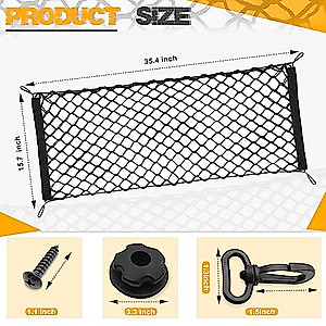 Car Cargo Net, Car Trunk Cargo Storage Organize Net Stretchable with Hooks,SUV Car Interior Accessories for Cars, Trucks, SUV, Car Interior Accessories(35.4x15.8 Inch)