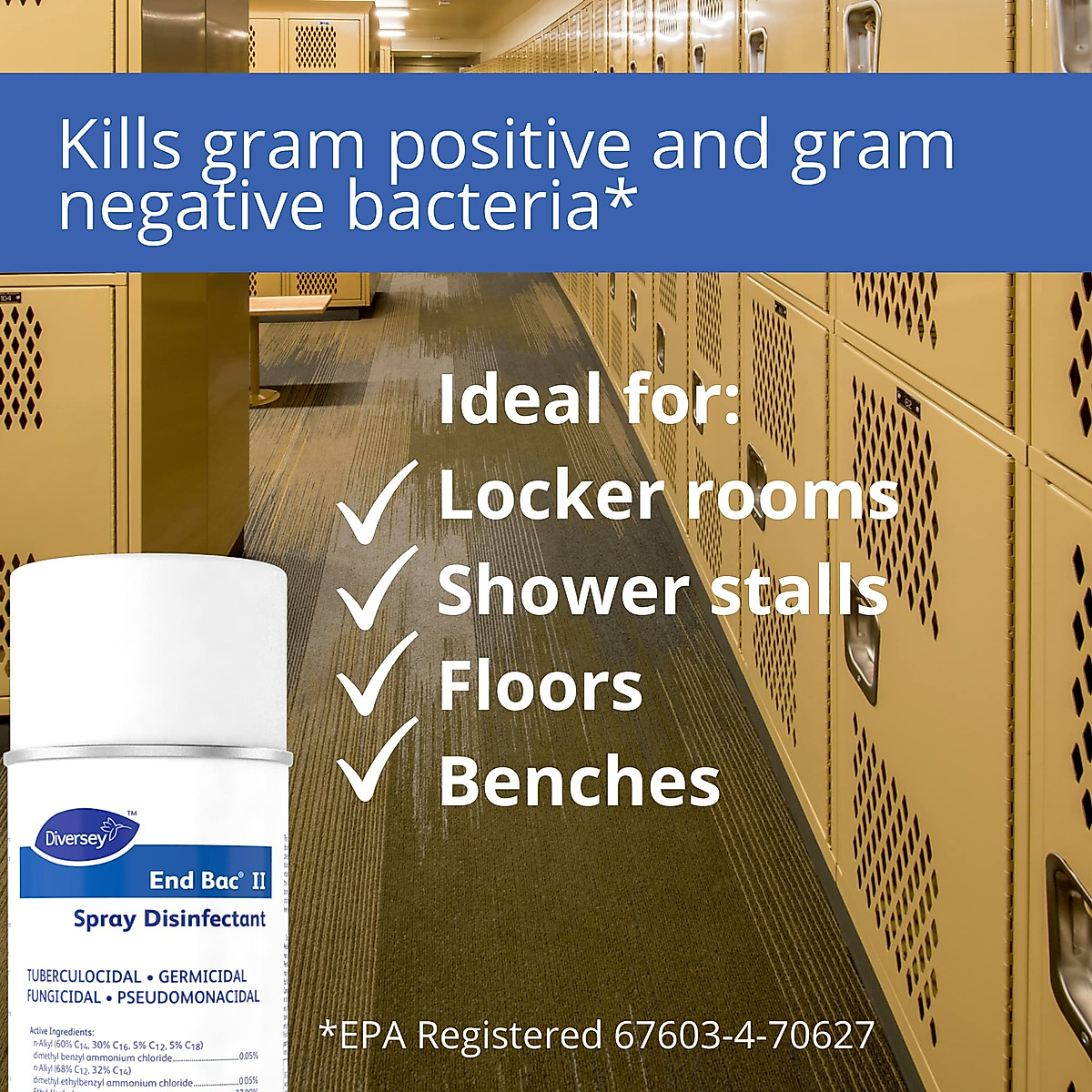 Diversey 04832 End Bac II Spray Disinfectant, Eliminates Odors & Prevents Mold & Mildew, Fresh Scent, Aerosol, 15-Ounce (Pack of 12)