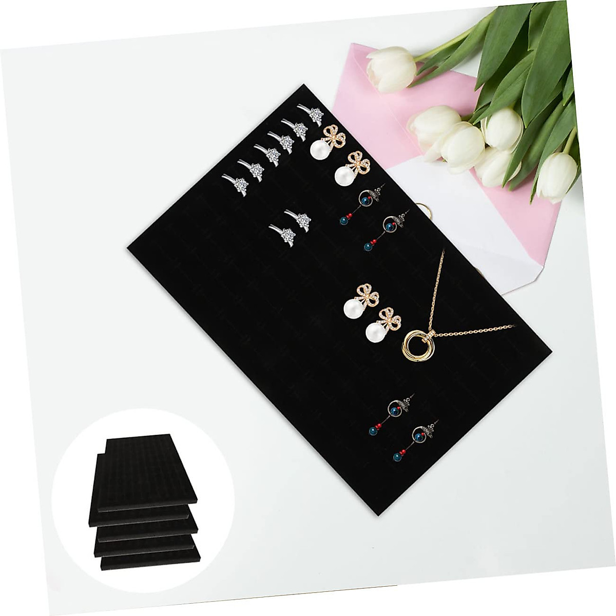 Hemoton 5pcs Box earring display pad tray earrings holder inserts foam ring holder insert black ring trays ring insert display trinket tray earring tray storage box jewelry sponge travel