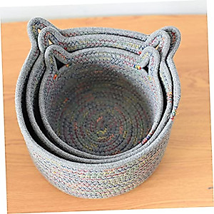 DOITOOL Cotton Rope Storage Basket Table Trays for Eating Cotton Muslin Blanket Makeup Pallet Bathroom Basket Bins Small Woven Basket Woven Rope Basket Makeup Organizer Storage Holder Grey