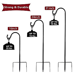 EXCMARK 2 Pack Shepherd Hook 31 inch 1/2 inch Thick Use at Weddings, Hanging Solar Lights, Lanterns, Bird Feeders, Metal Hanger Hook (Black, 31 inch)