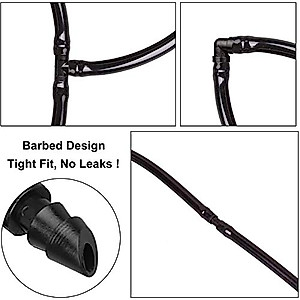Irrigation Fittings Kit for 1/4" Tubing Drip Irrigation Barbed Connectors Lawn Gardens Flower Beds Herbs Gardens Drip Systems