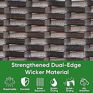 SAILARY Outdoor Wicker Patio Dining Chairs with Padded Cushions Set of 2: Porch Rattan Chairs Club Chairs with High Back and Deep Seating 350lbs, Brown