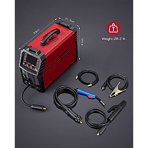 ARCCAPTAIN MIG Welder, 200Amp 6 in 1 Gas MIG/Gasless Flux Core MIG/Stick/Lift TIG/Spot welding/Spool Gun 110V/200V Aluminum Multi Process Welding Machine with LED Digital Display, Burn Back Adjustment